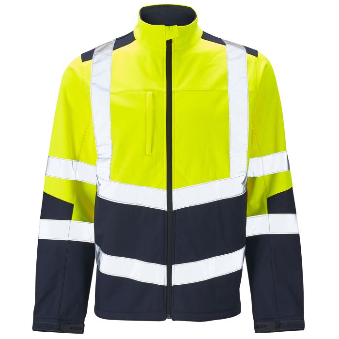 Supertouch Hi Vis 2 Tone Yellow Softshell Jacket H141 - BluT