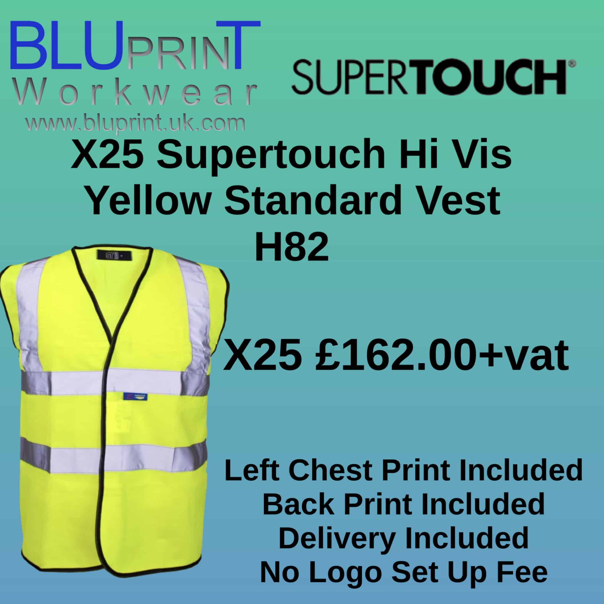 Supertouch X25 Hi Vis Yellow Velcro Vest H82 Bundle A1 - BLUprinT