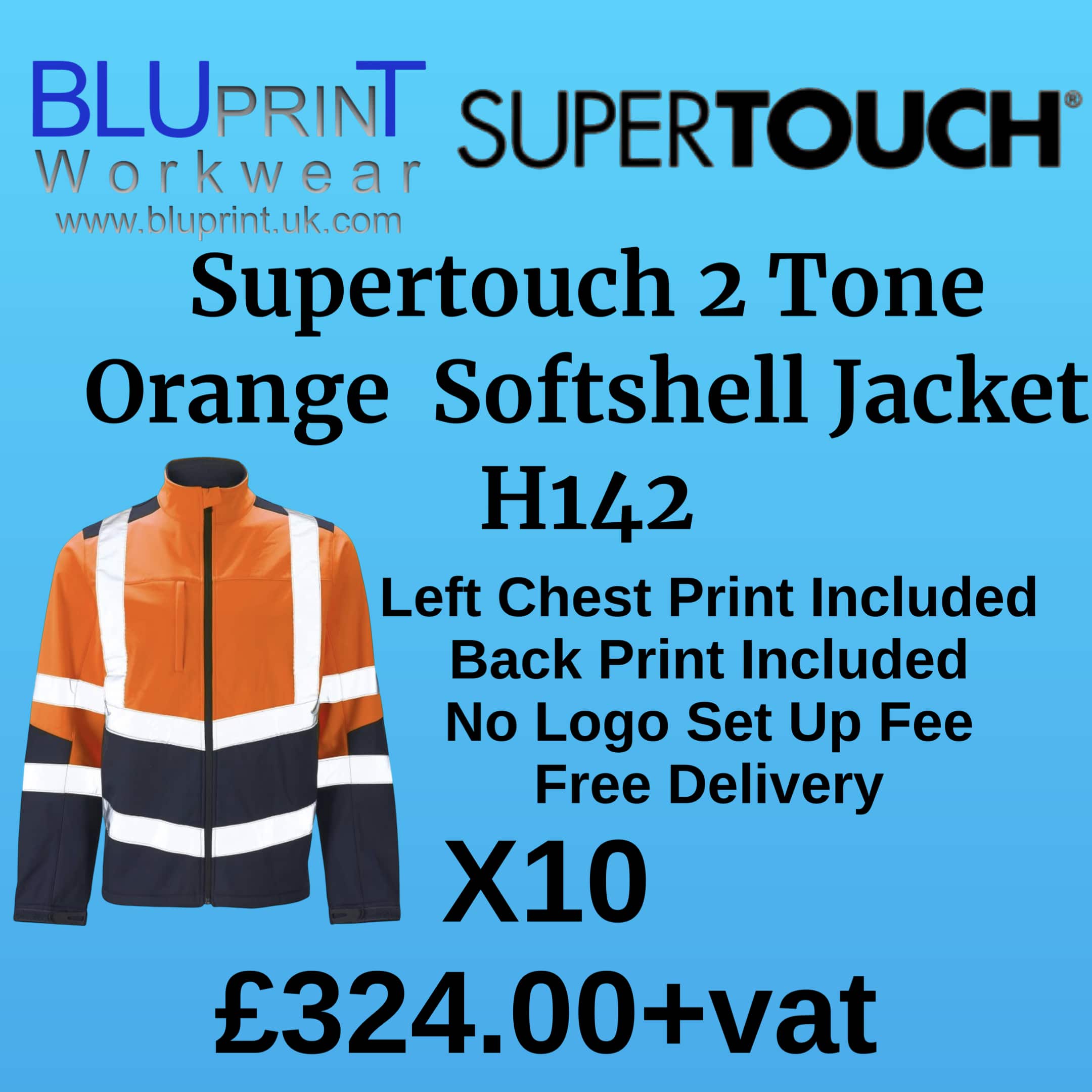 Bundle D12 X10 Supertouch Hi Vis 2 Tone Orange Softshell Jacket H142 ...