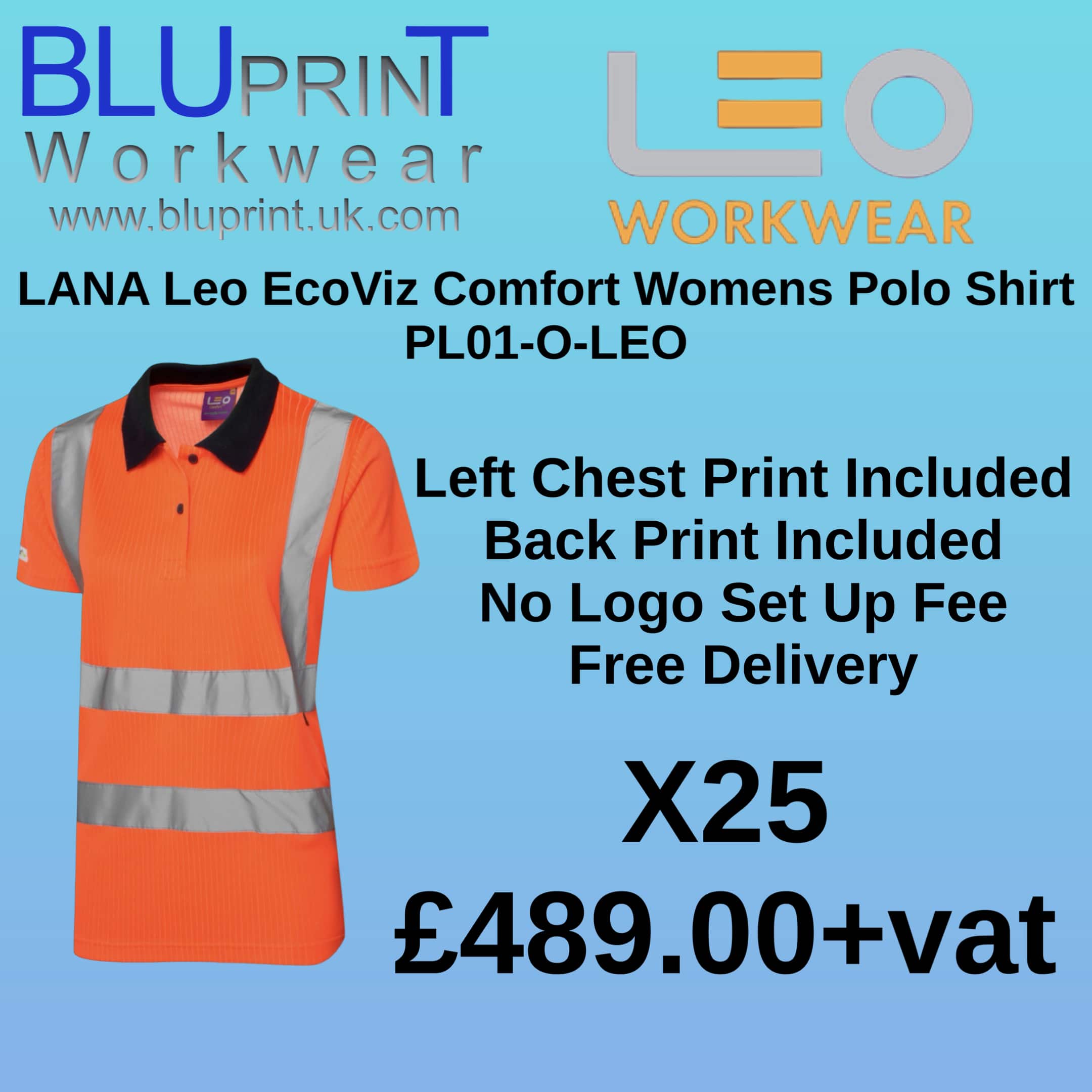 Bundle C30 X25 LANA Leo EcoViz Comfort Womens Polo Shirt PL01-O-LEO ...